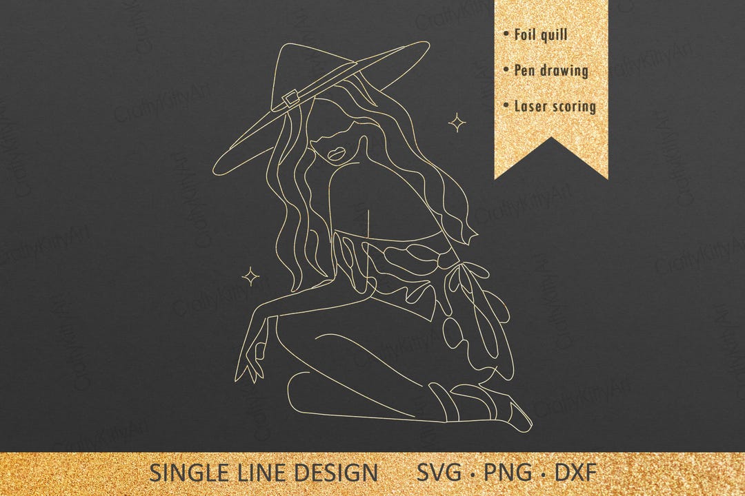 Witch Svg. Witchcraft Svg. Enchantress Lady. Minimalist Line Art Sketch ...