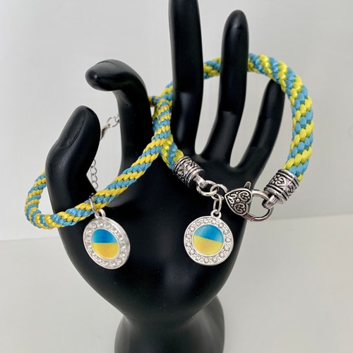 Handmade Bracelet With Ukrainian Flag Colors and Trident. - Etsy