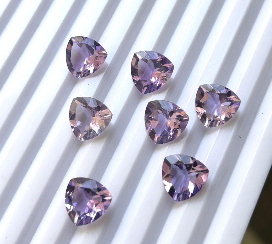 Natural Amethyst Trillion Cut 10x10mm – 7pcs Faceted Loose Gem Stones ...
