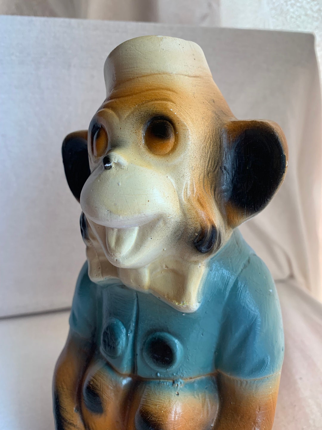 Vintage Clay Monkey Money Box - Etsy