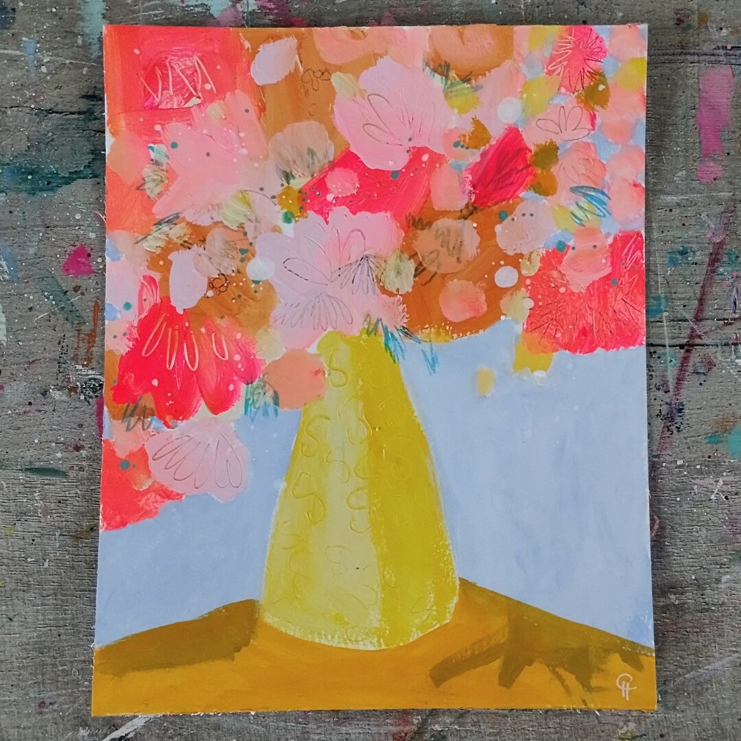 Elliot Warren Gave Me Flowers - Abstract Painting, Original Art ...