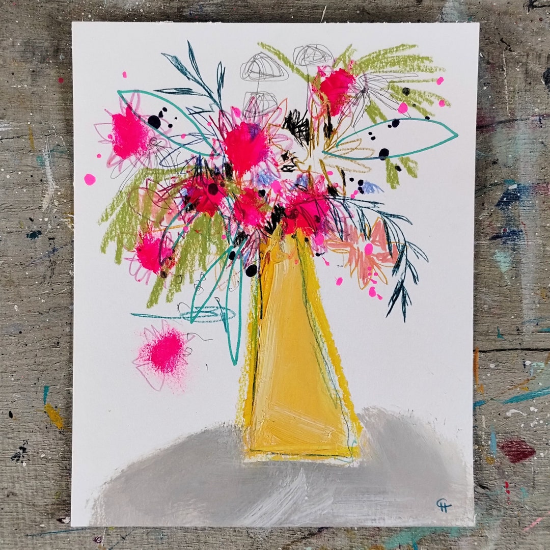 Daniel Craig Gave Me Flowers: Abstract Floral Painting, Original Art on ...