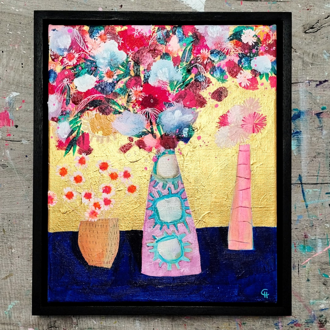 The Table #1 - Abstract Flowers, Expressionist Flowers, Flower Painting ...