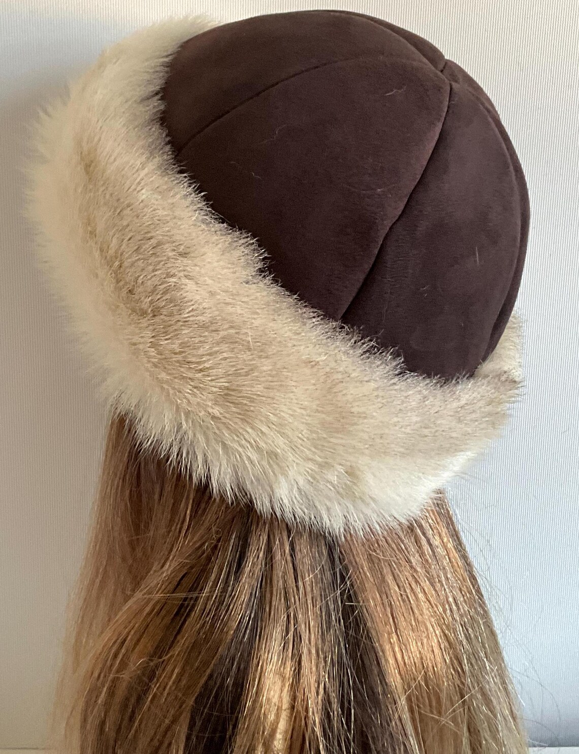 Chocolate Brown Lambskin Winter Hat, White Fur Rim - Etsy