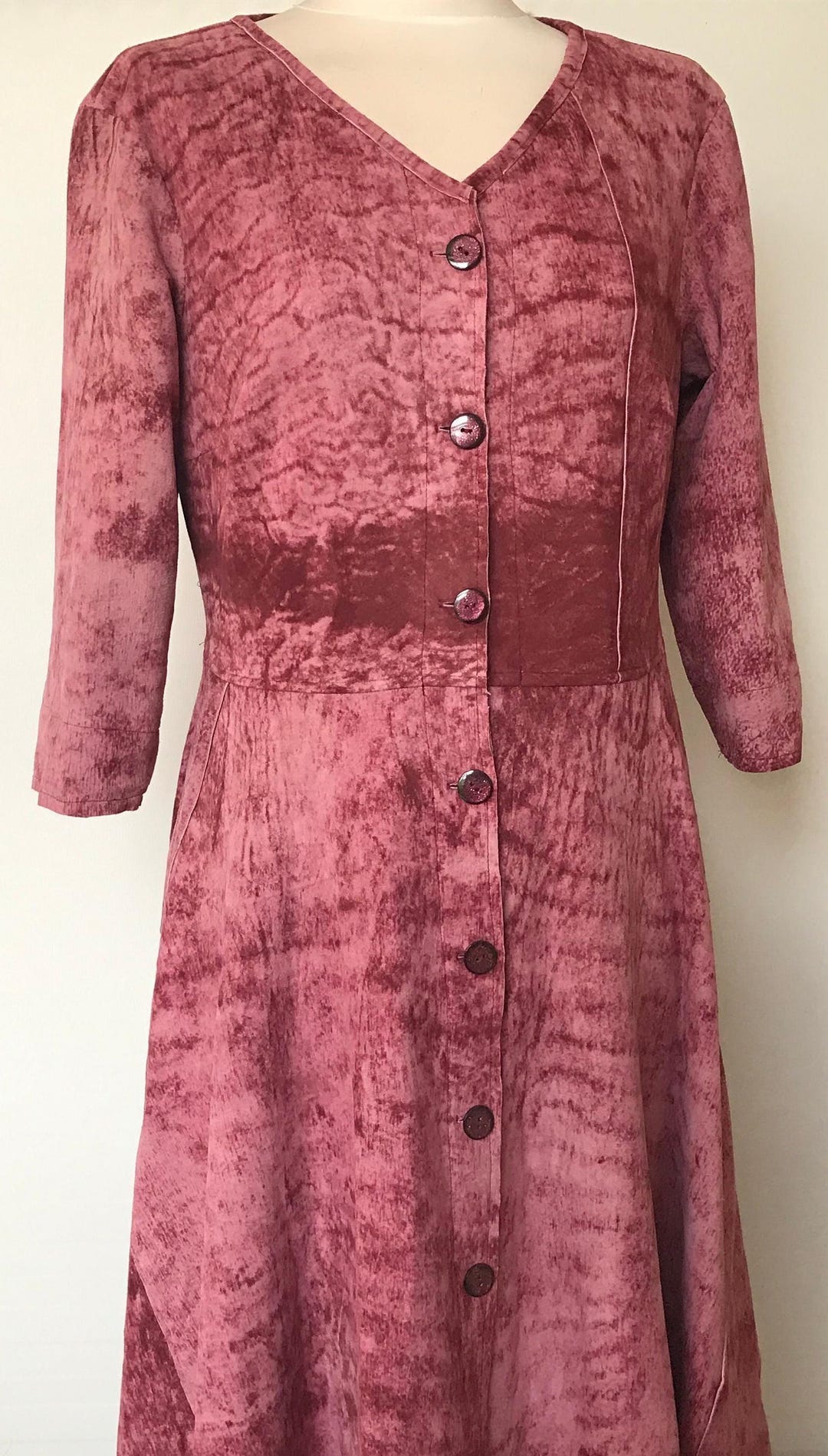 Burgundy Nubuck Leather Midi Dress: Asymmetrical Hem, UK 14, - Etsy UK