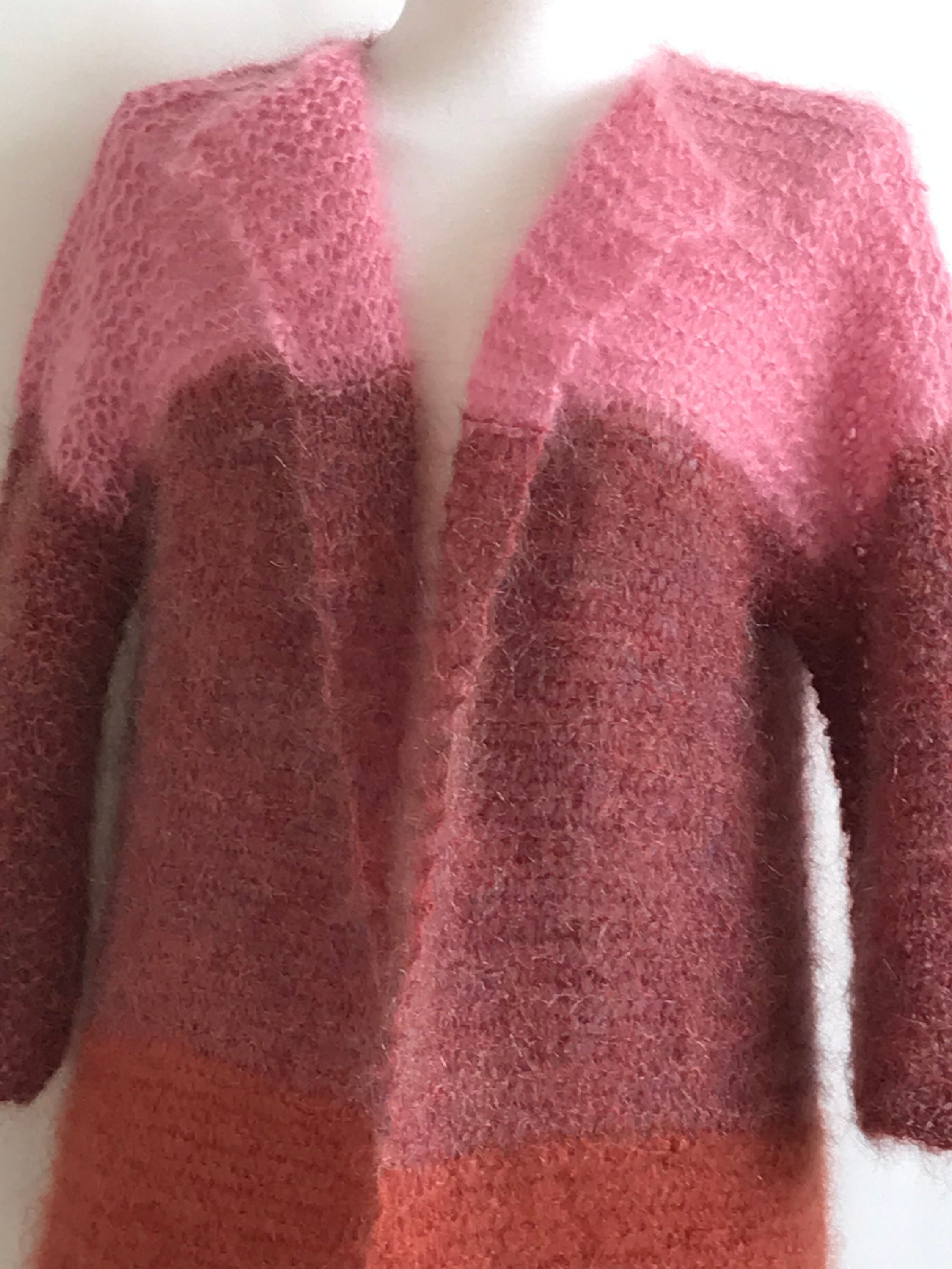 Knitted Mohair Cardigan, Hand Knitted Long Oversize Woolen Knitted Mohair Cardigan, Hand Knitted Long Oversize Woolen