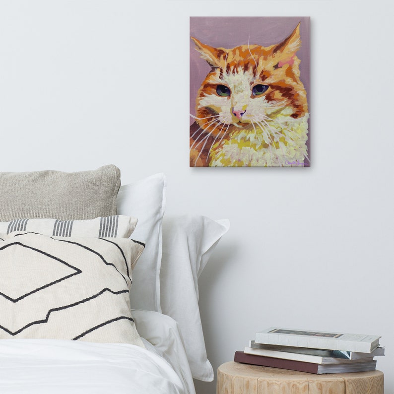Orange Tabby Art, Long Haired Orange Cat Portrait, Orange and White Cat ...