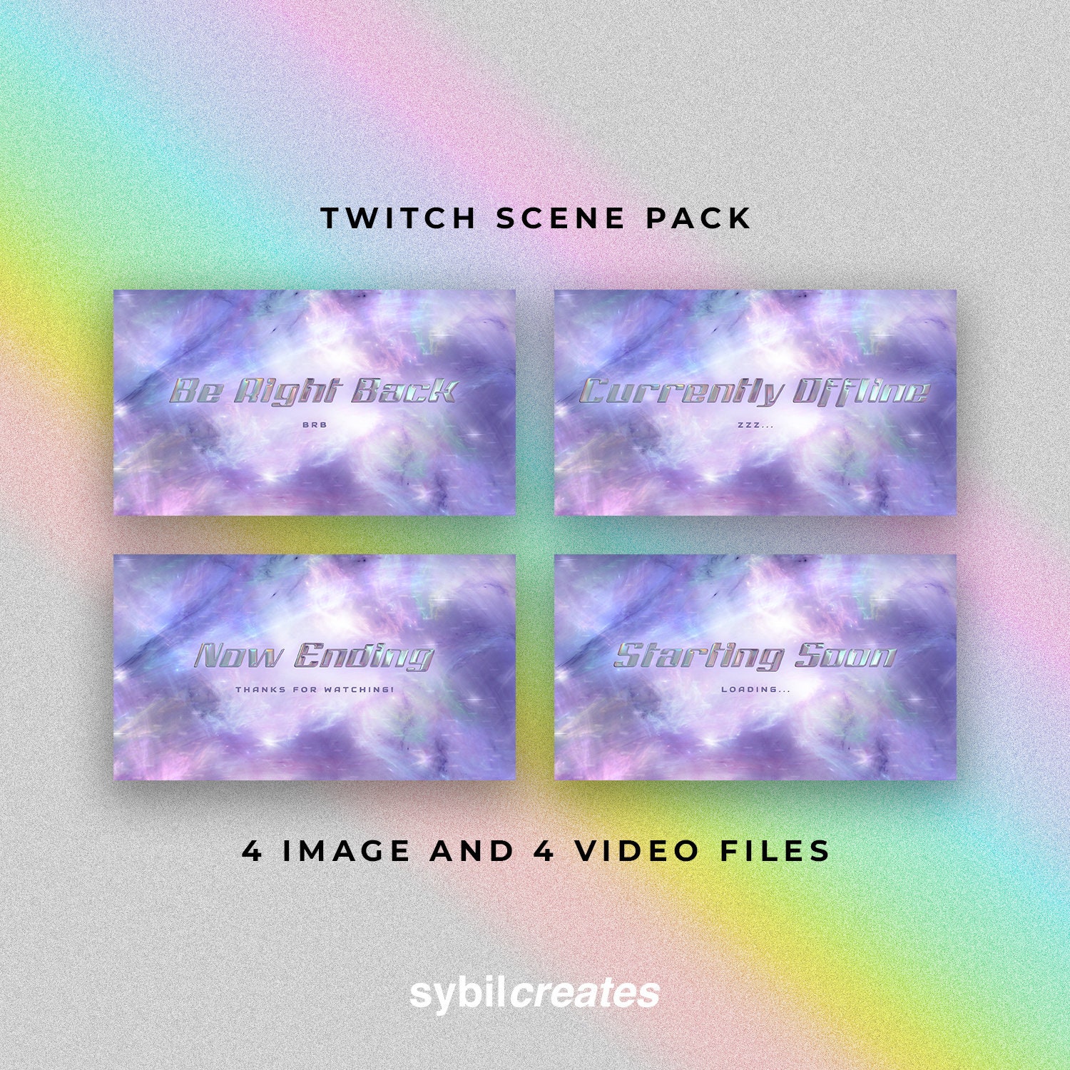 Twitch Scene Pack Planet Iridescent Animated 4 Image and 4 Video Files ...