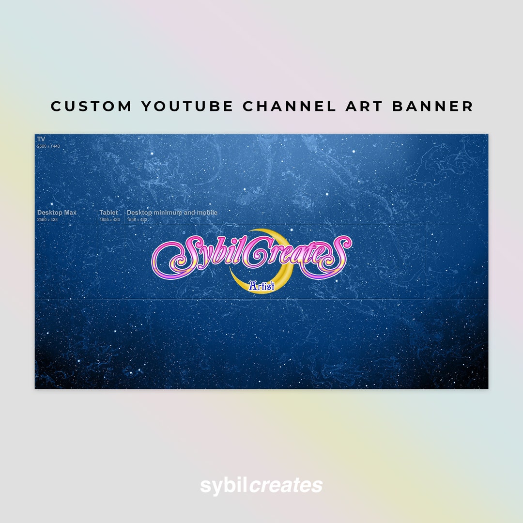 Custom Youtube Channel Art Banner Retro Moon Youtube - Etsy UK