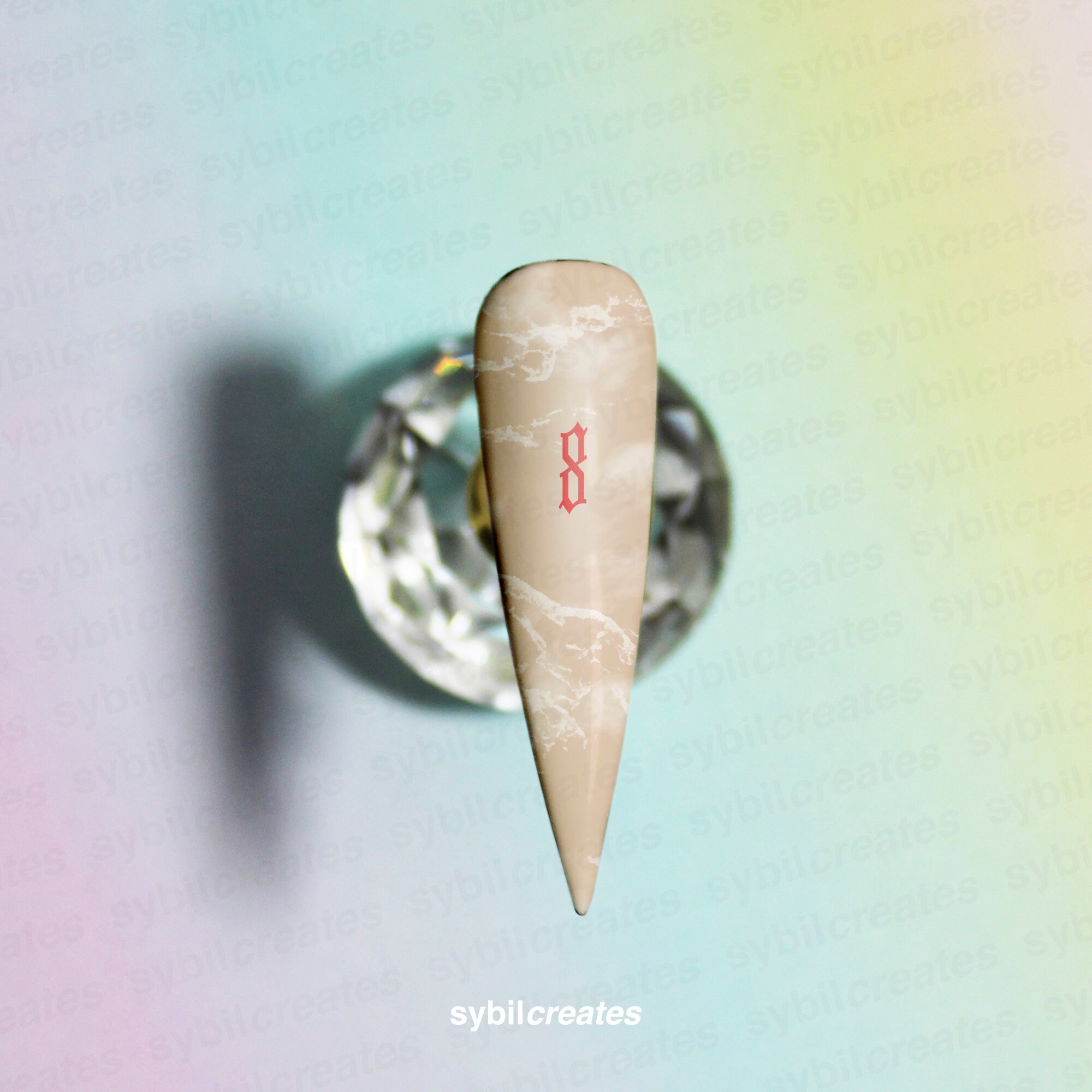 Red Old English Numbers Waterslide Nail Decals Small Large Short Long ...