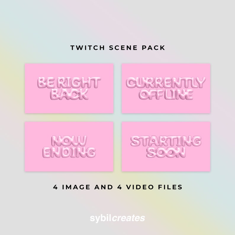 Twitch Scene Pack Pink Squishy Animated 4 Image and 4 Video Files ...