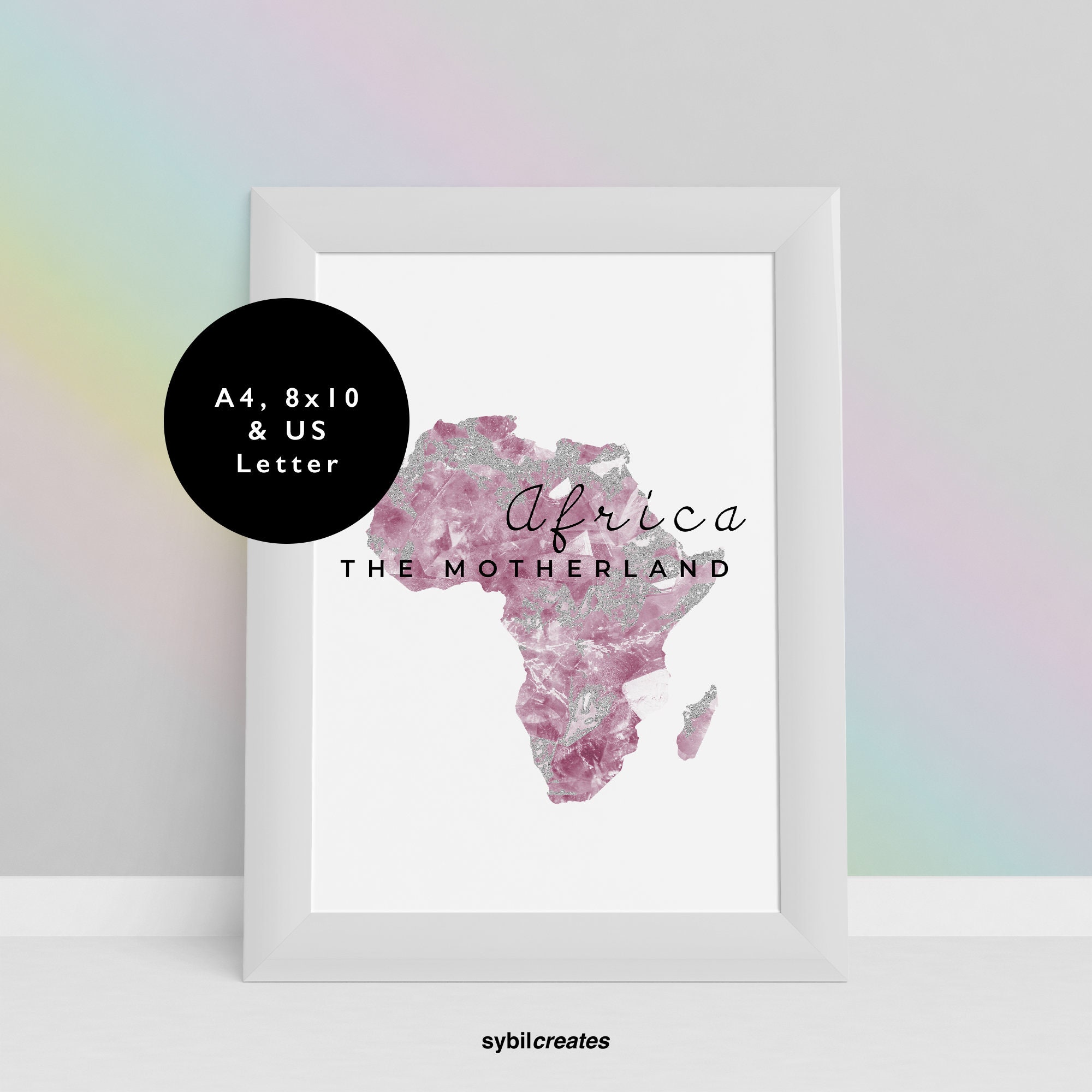 Africa the Motherland Continent Map Printable Wall Art Digital - Etsy