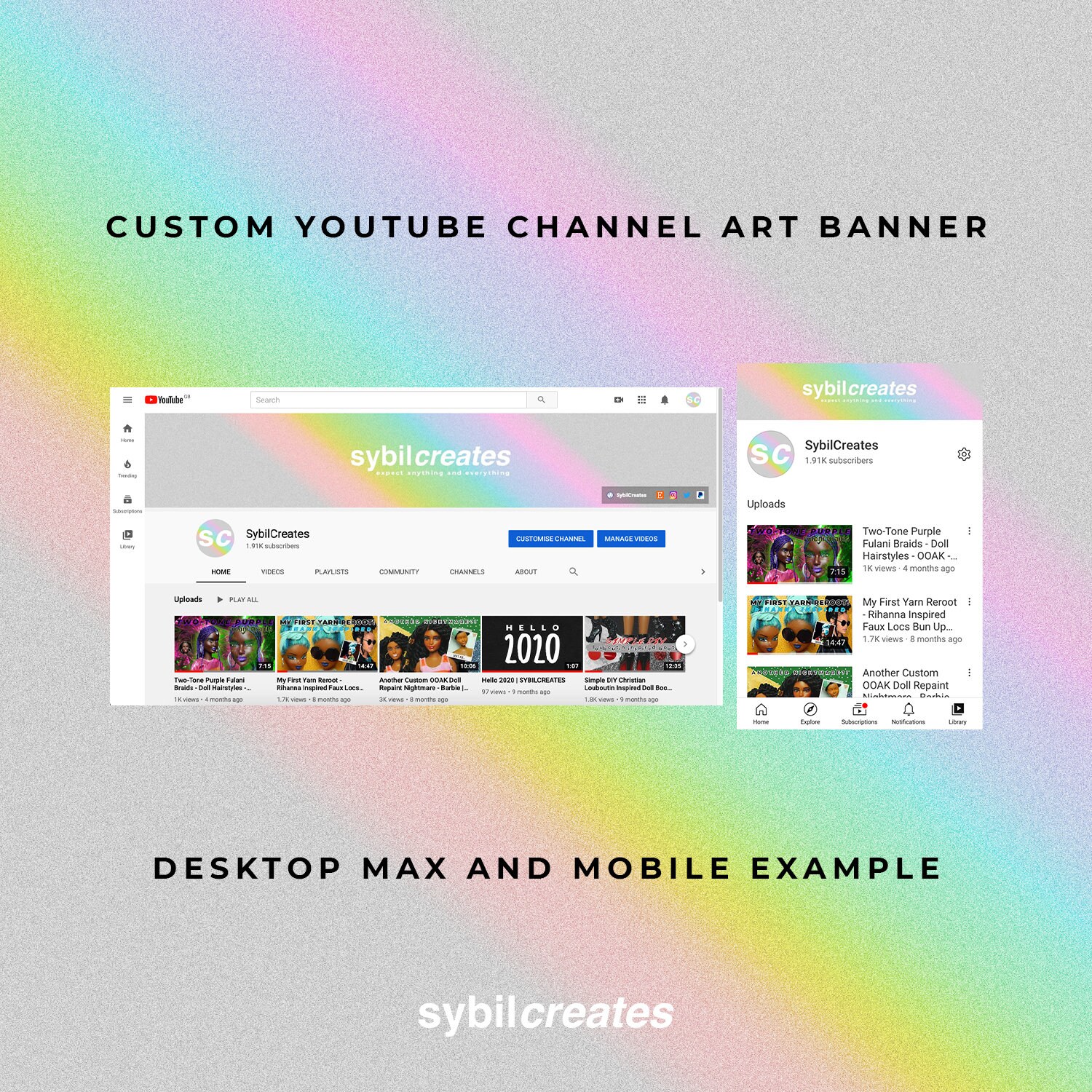 Custom Youtube Channel Art Banner Pink Mustard Noir - Etsy UK