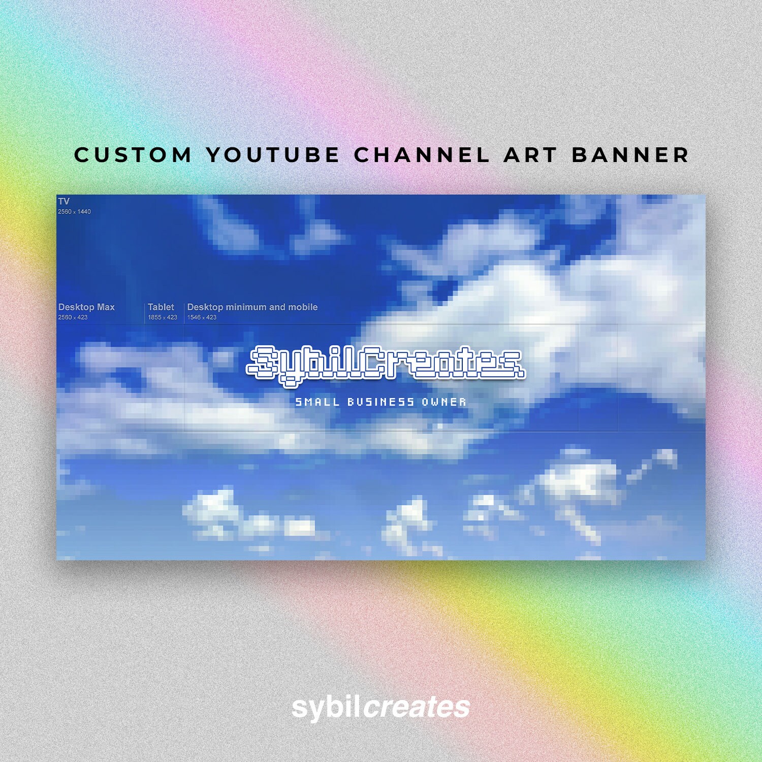 Custom Youtube Channel Art Banner Pixel Clouds Branding - Etsy UK