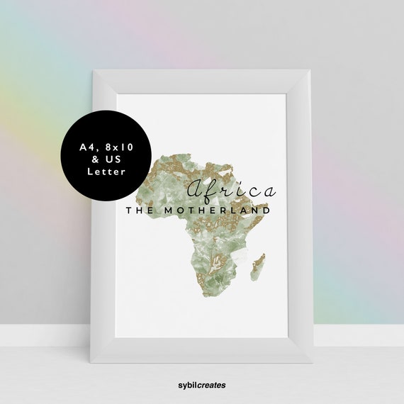 Africa the Motherland Continent Map Printable Wall Art Digital - Etsy