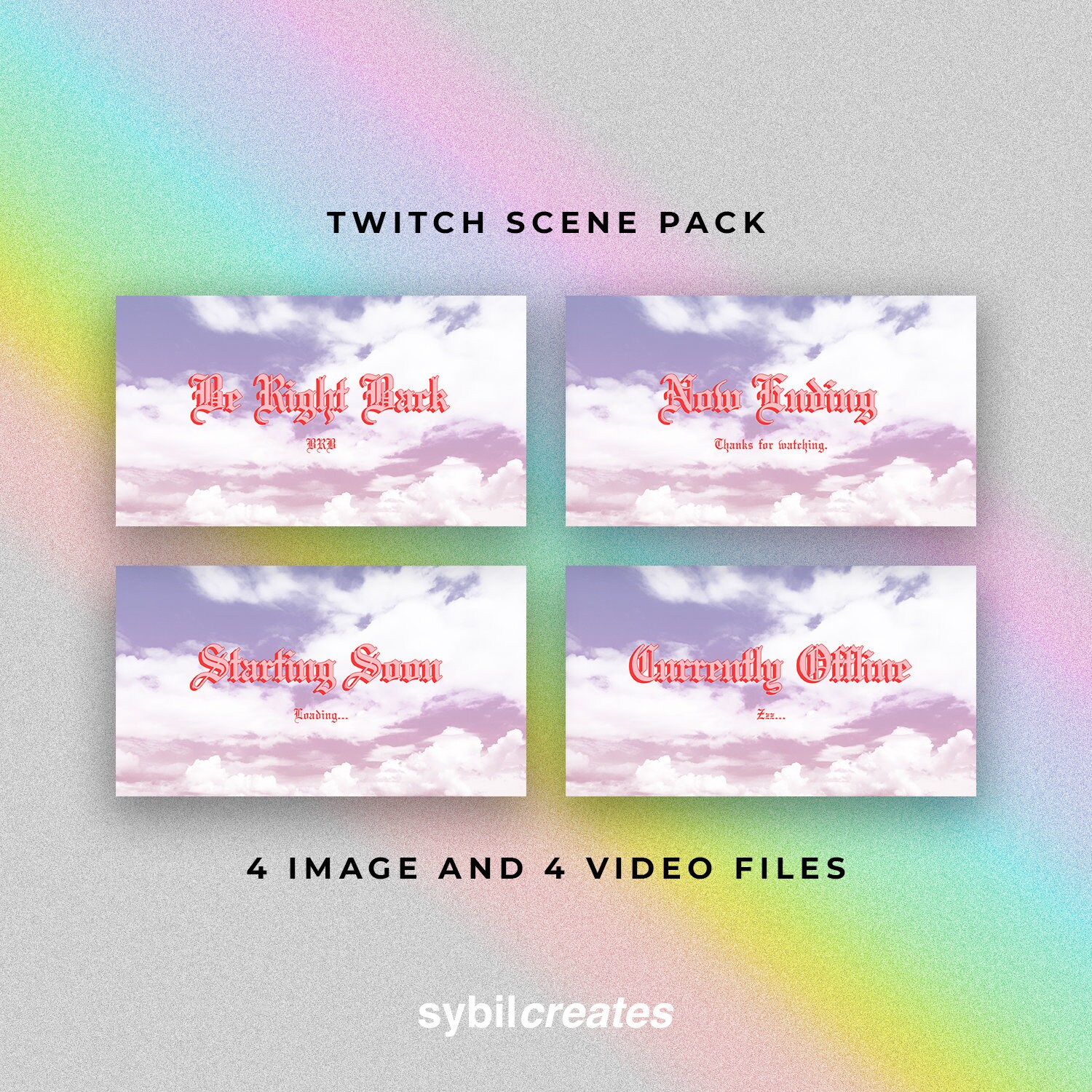 Twitch Scene Pack Lilac Sky Animated 4 Image and 4 Video Files Twitch ...
