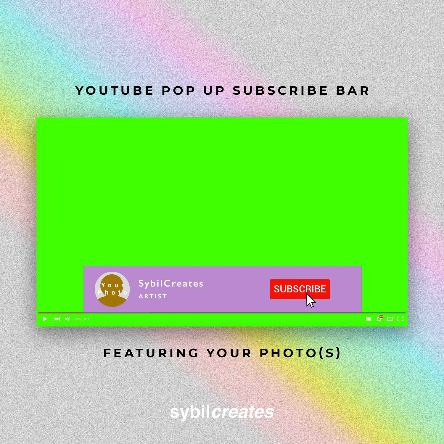 YouTube Pop Up Subscribe Bar In Any Colour Custom Animated | Etsy