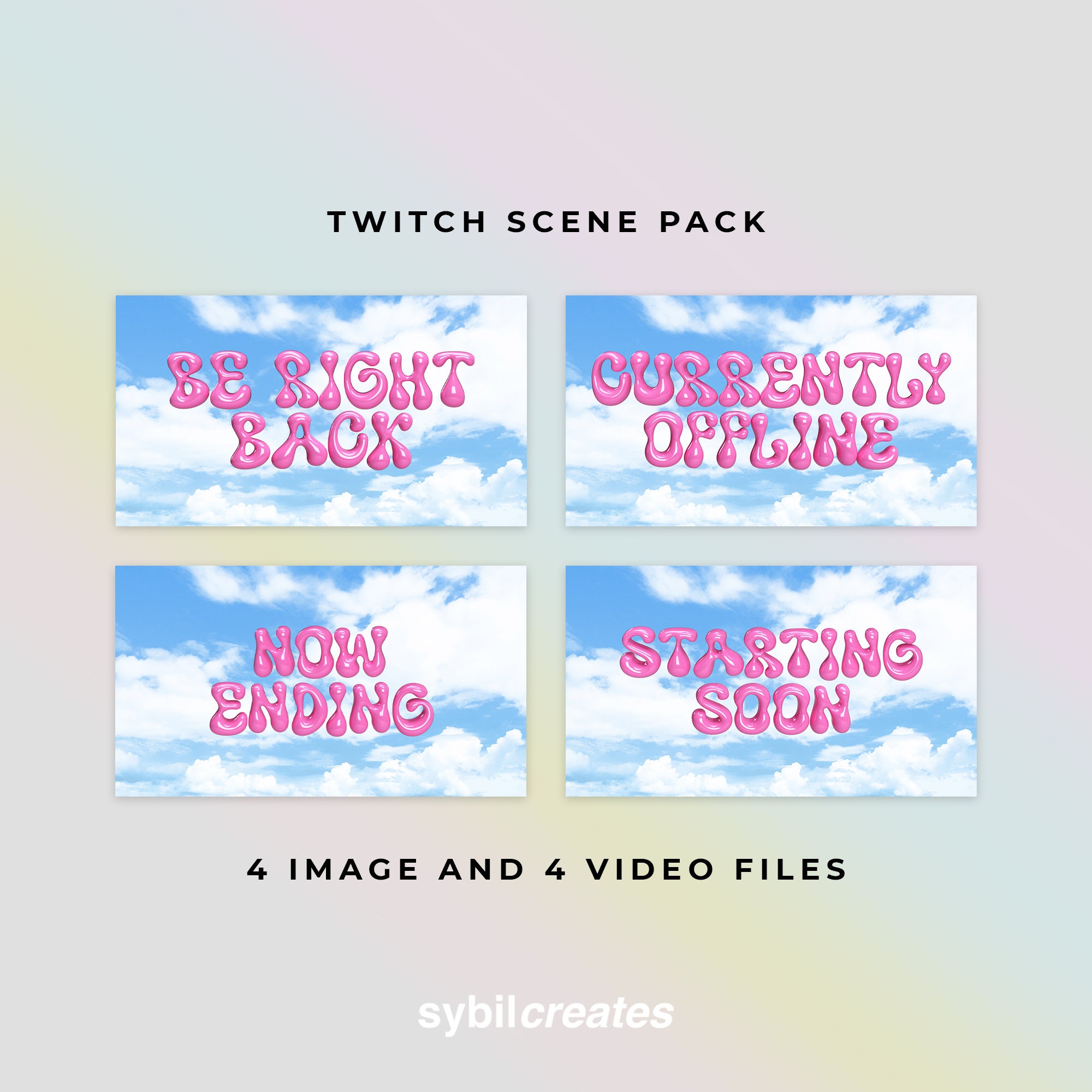 Twitch Scene Pack Pink Bubble Sky Animated 4 Image and 4 Video Files ...