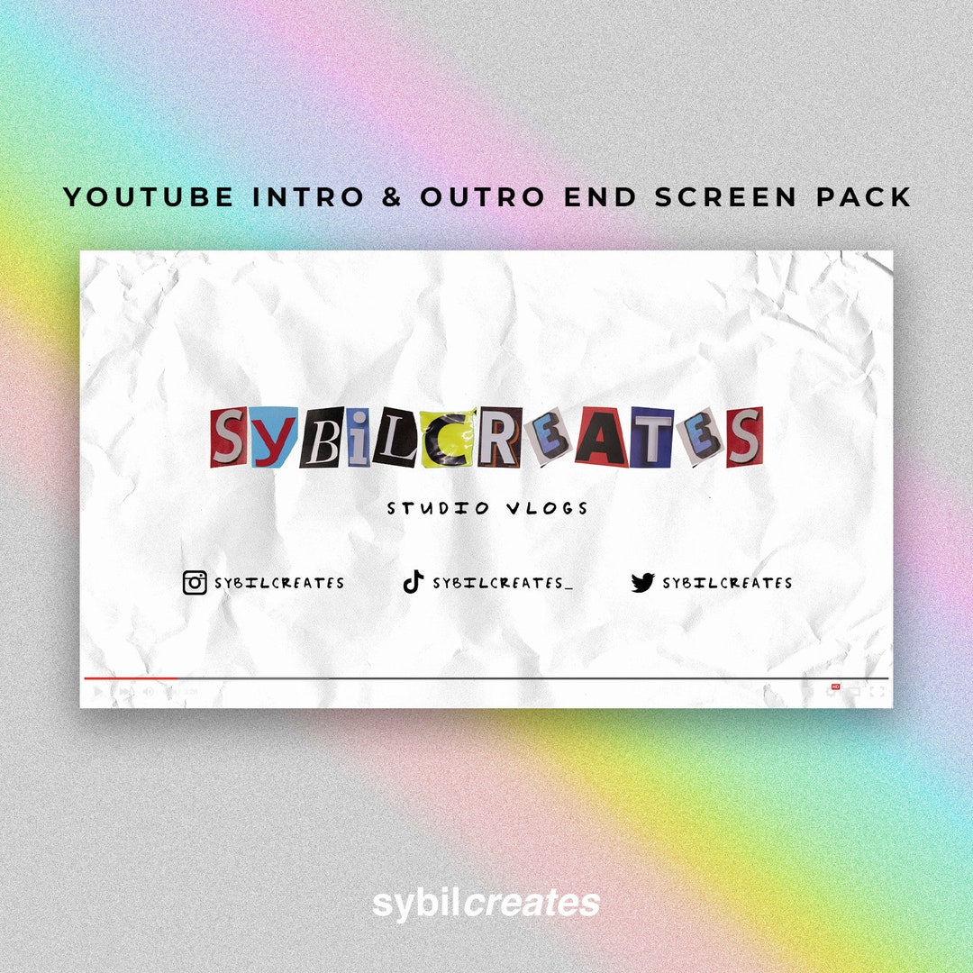Clippings Youtube Intro and Outro End Screen Pack Custom Video Editing ...