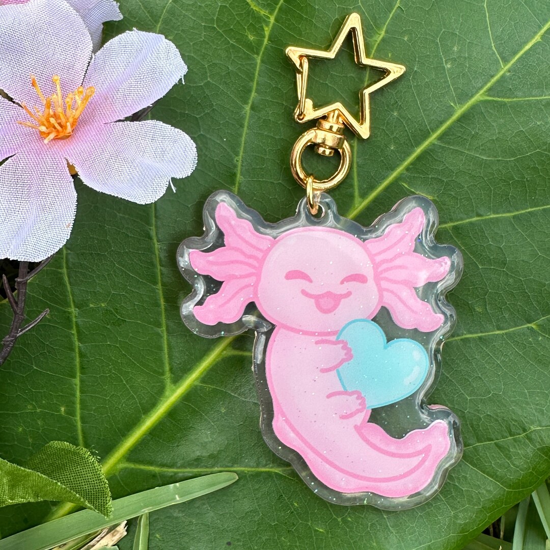 Kawaii Axolotl Keychain Pink Double Sided Acrylic Charm - Etsy