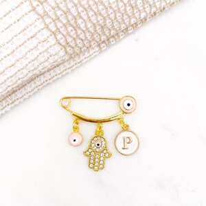 Personalised Mini Evil Eye Baby Clothing Pin, Hamsa Hand, Eye, Star ...