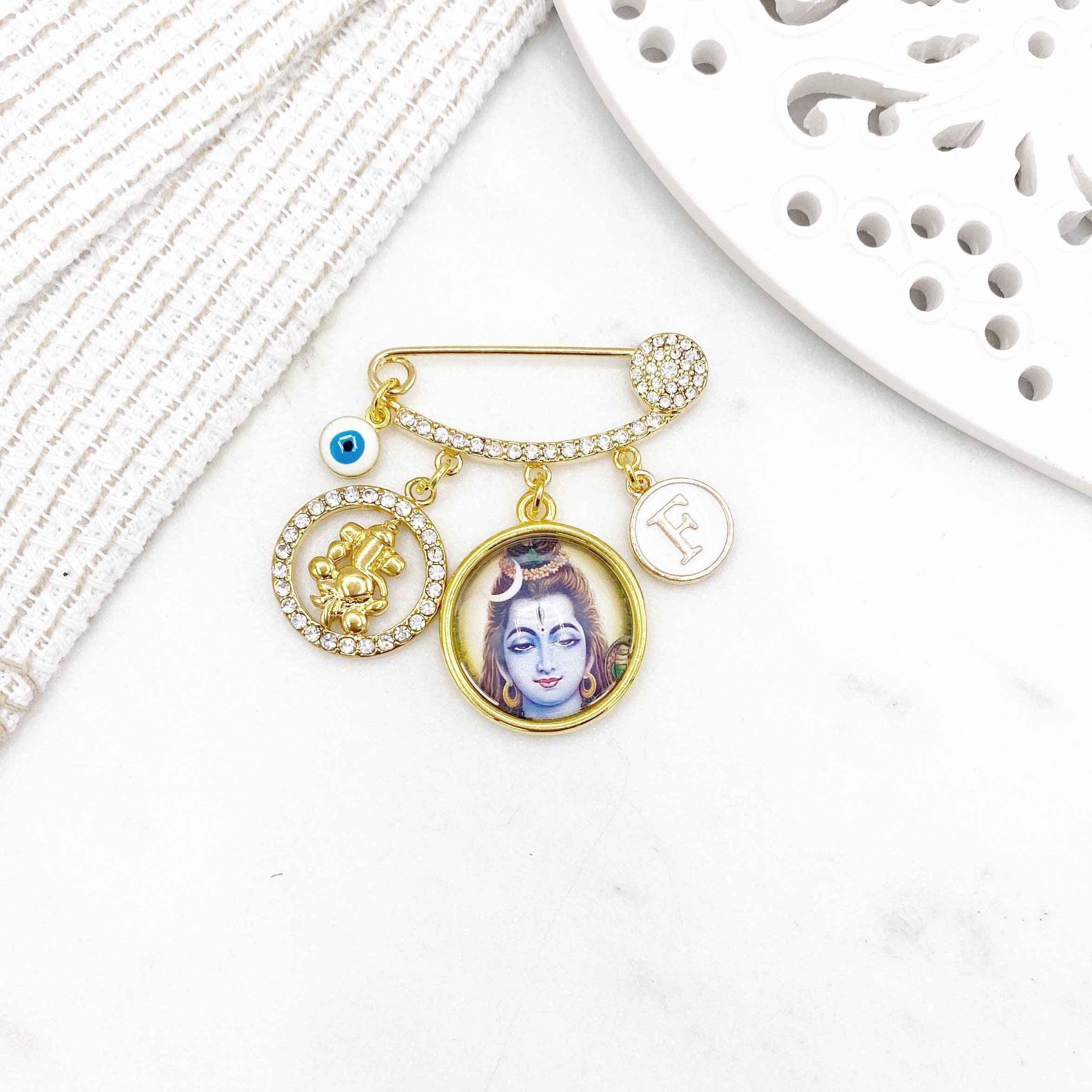 Crystal Personalised Lord Shiva & Ganesh Hindu Mini Brooch - Etsy UK