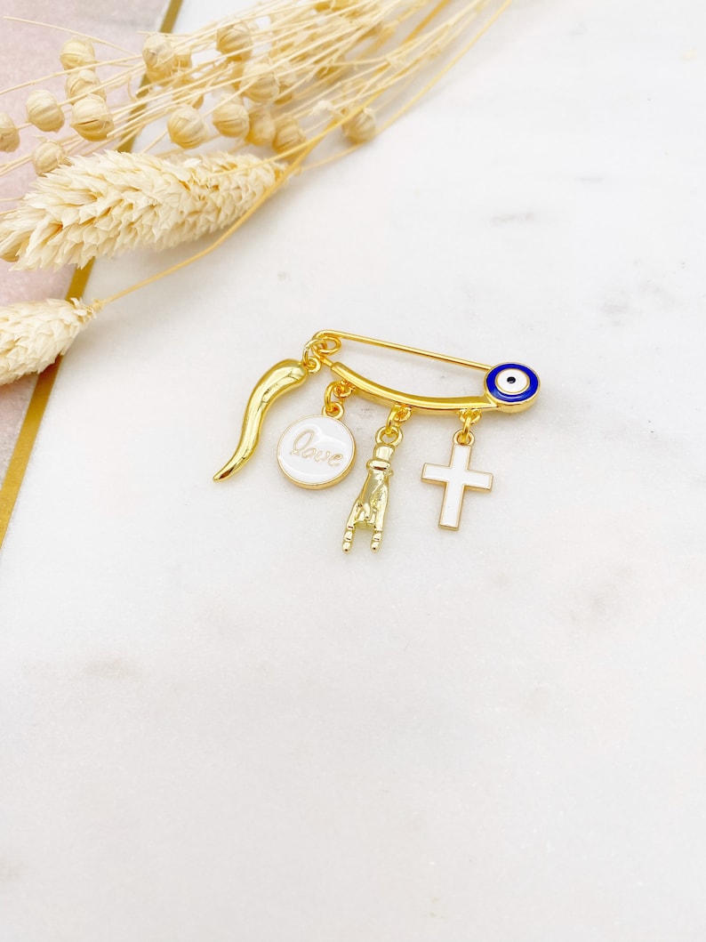 Evil Eye Italian Horn Protection Pin, Mano Cornuto, Malocchio Brooch ...
