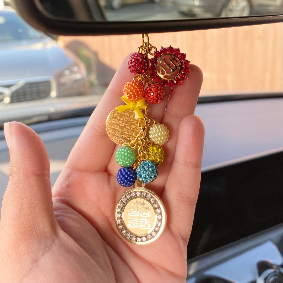 Rainbow Car Mirror Ayatul Kursi, Allah, 4qul Charm, Protection, New ...