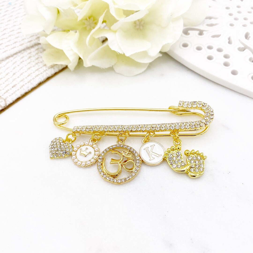 Kristall Luxus personalisierte Initiale, Om, Kinderwagen Pin, Hindu ...
