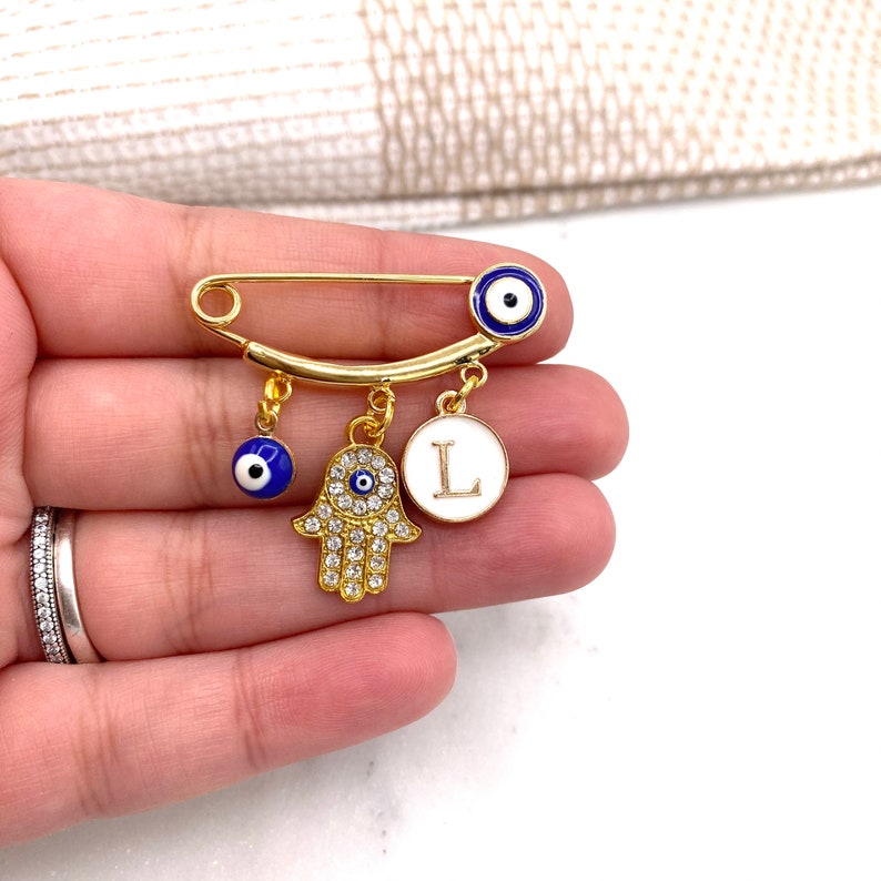 Personalised Mini Evil Eye Baby Clothing Pin Hamsa Hand Eye | Etsy