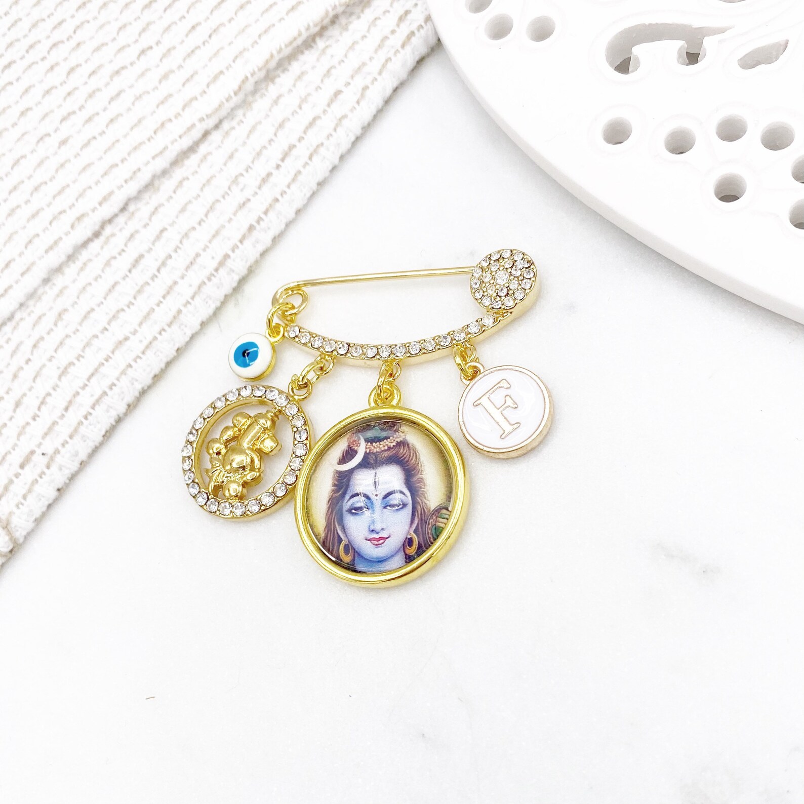 Crystal Personalised Lord Shiva & Ganesh Hindu Mini Brooch - Etsy UK