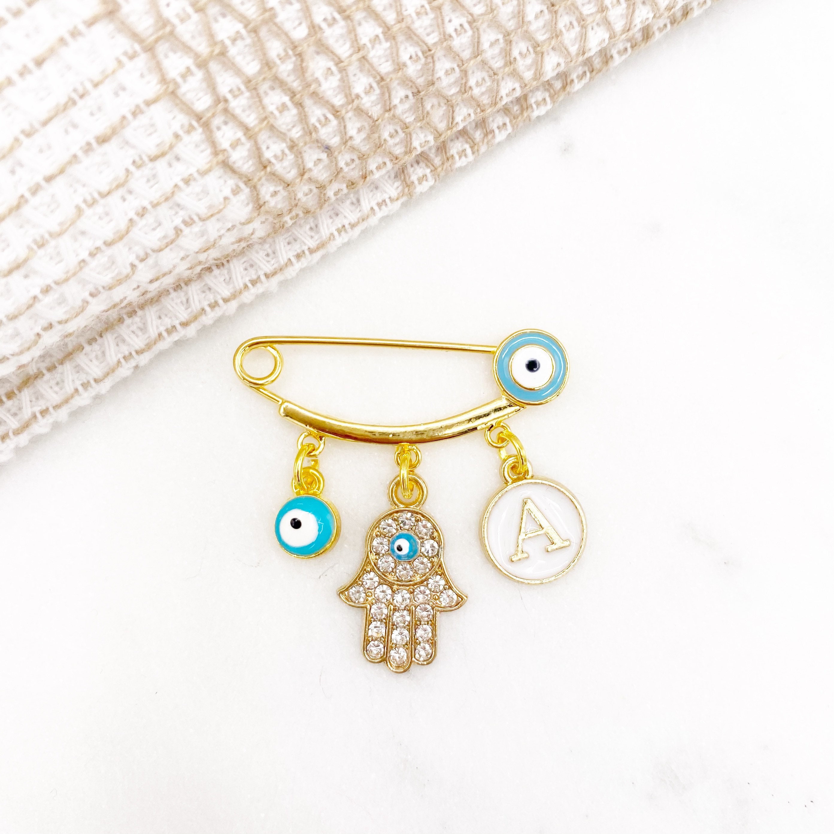 Personalised Mini Evil Eye Baby Clothing Pin Hamsa Hand Eye | Etsy