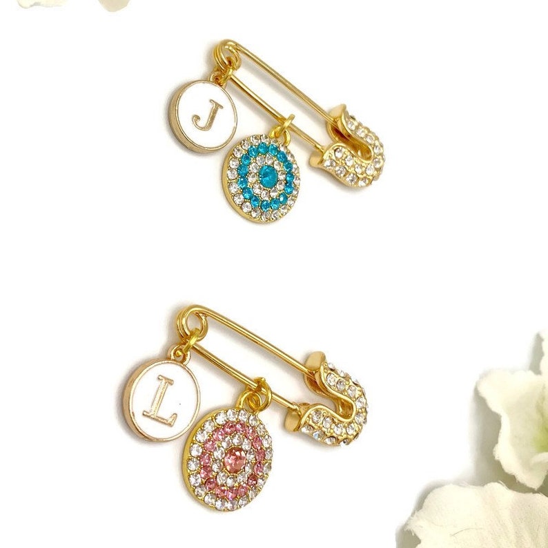 Personalised Pink Blue Mini Evil Eye Baby Clothing Pin | Etsy