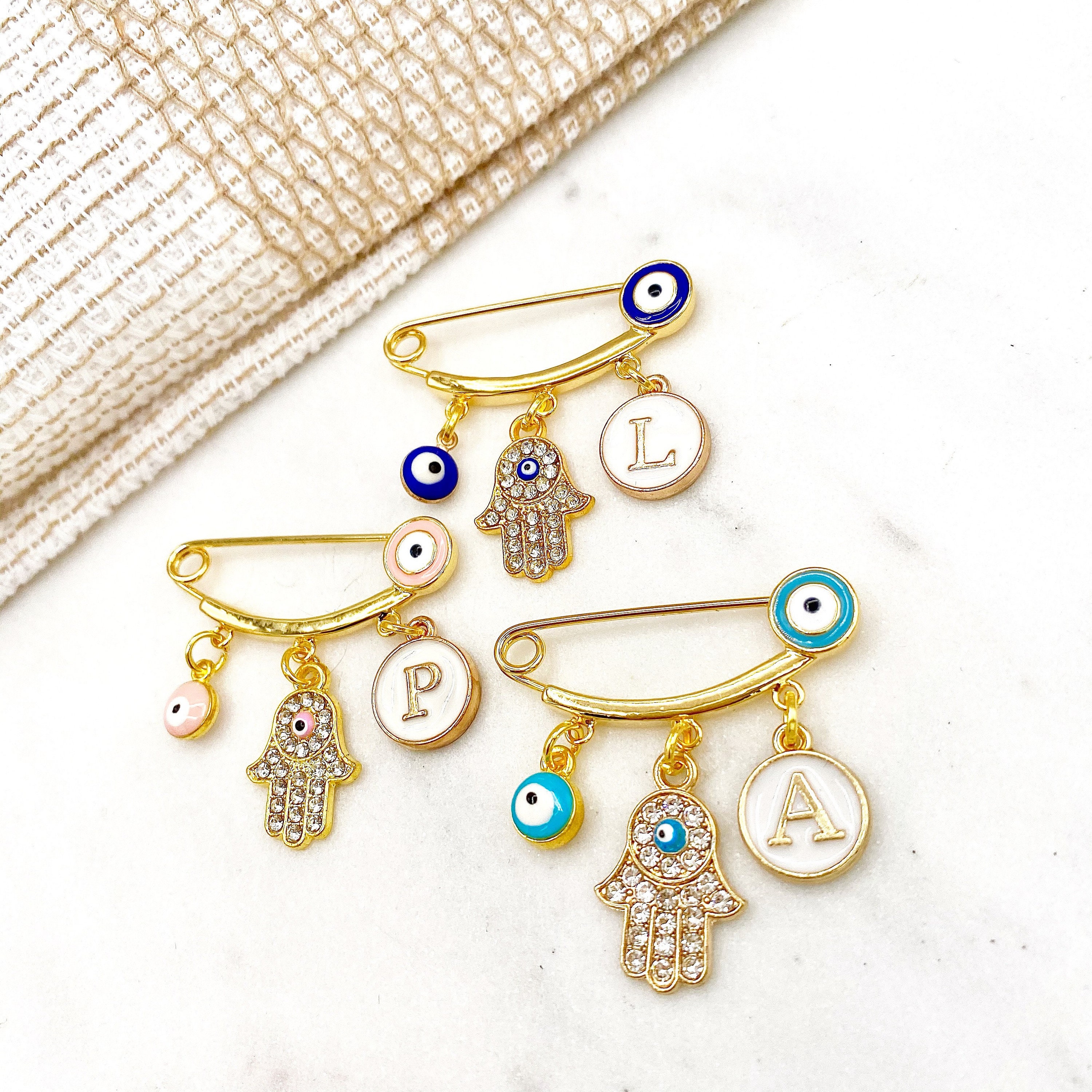 Personalised Mini Evil Eye Baby Clothing Pin Hamsa Hand Eye - Etsy