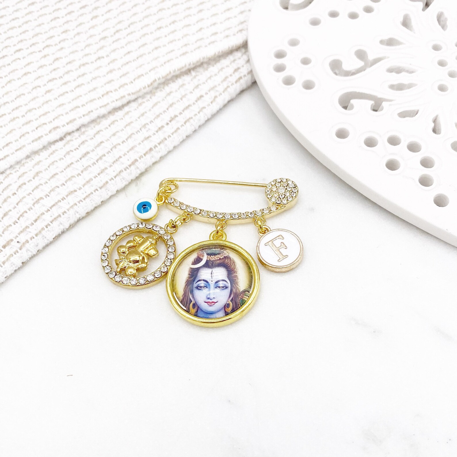 Crystal Personalised Lord Shiva & Ganesh Hindu Mini Brooch - Etsy UK