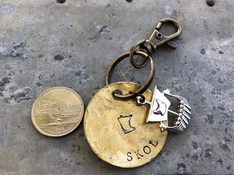 Vikings key chain Minnesota SKOL Key Chain Hand Stamped | Etsy