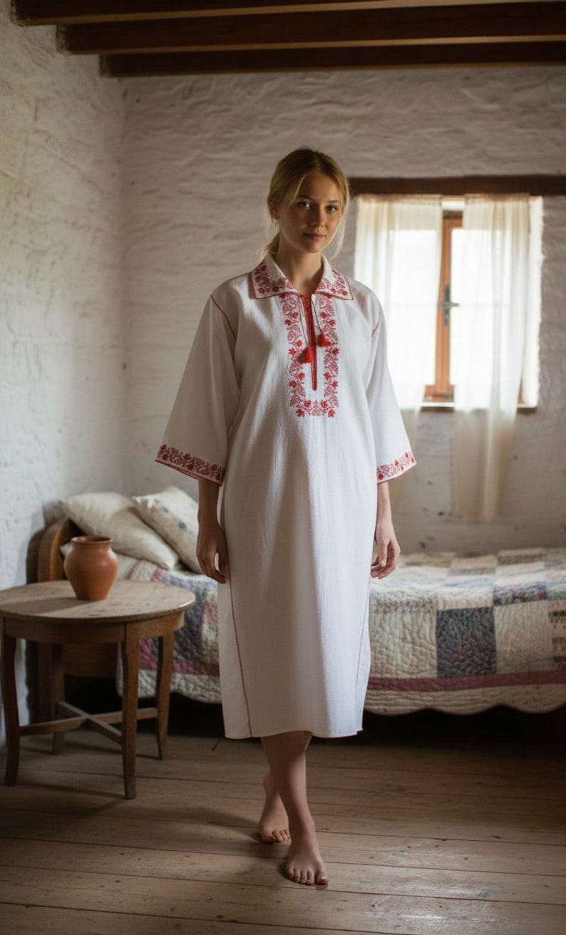 Vintage 1920s Handsewn Nightgown – Antique Embroidered Folk Night Dress ...