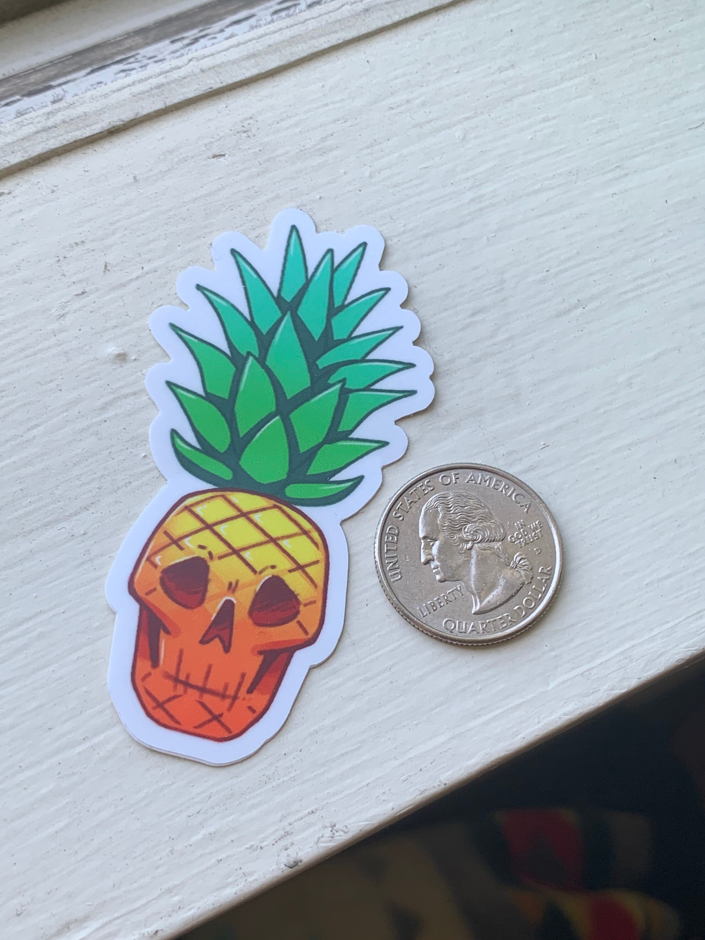 Pineapple Skull Sticker - Etsy