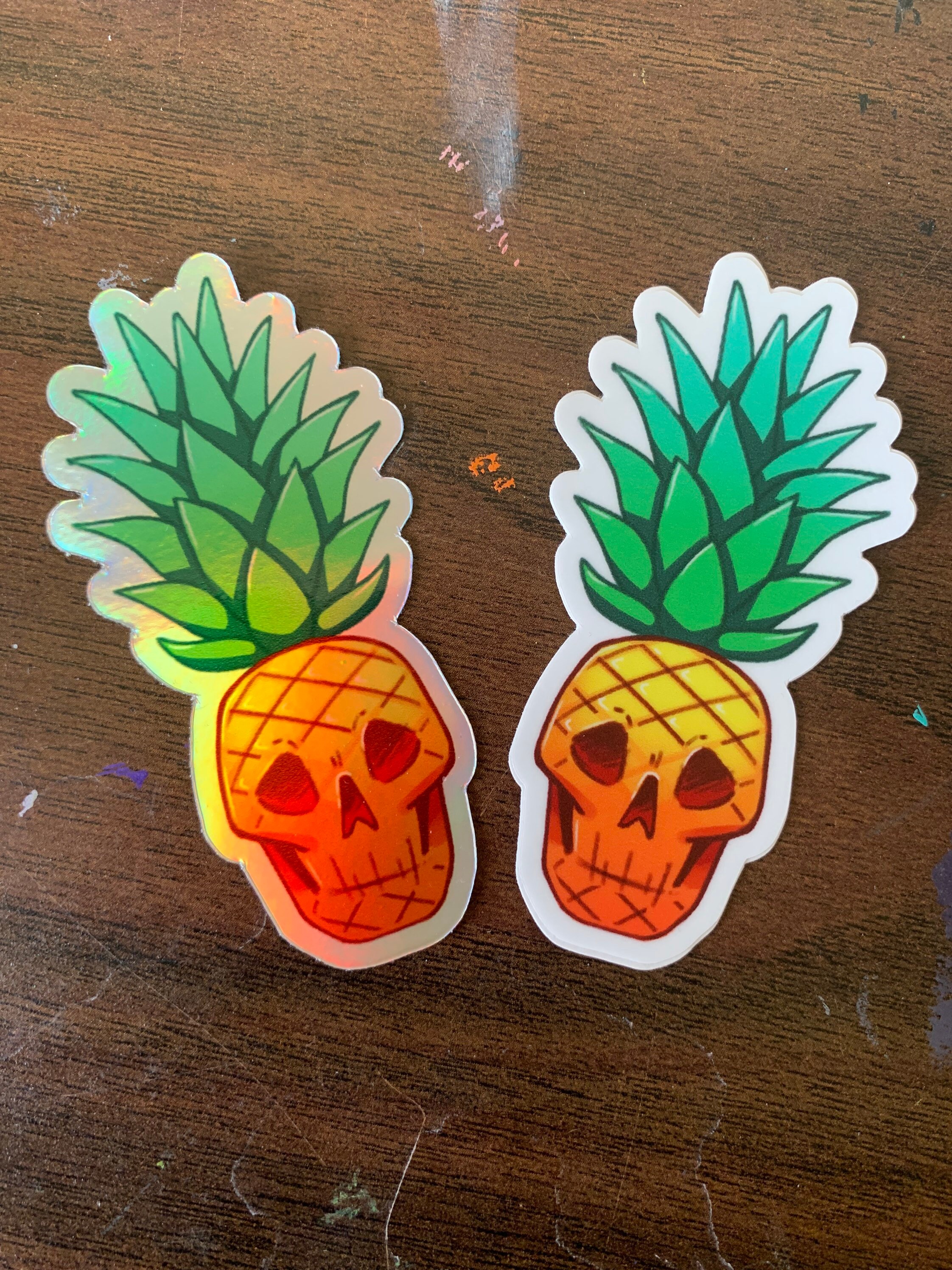 Pineapple Skull Sticker - Etsy