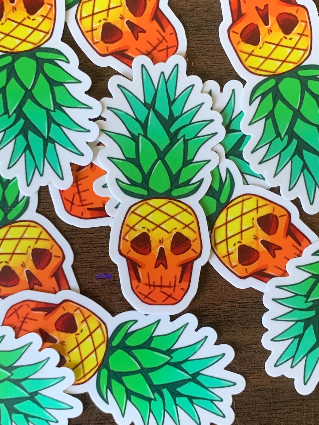 Pineapple Skull Sticker - Etsy