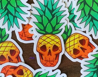 Worship the Pineapple - Tropical Goth Pineapple Skull Decal - Durable ...