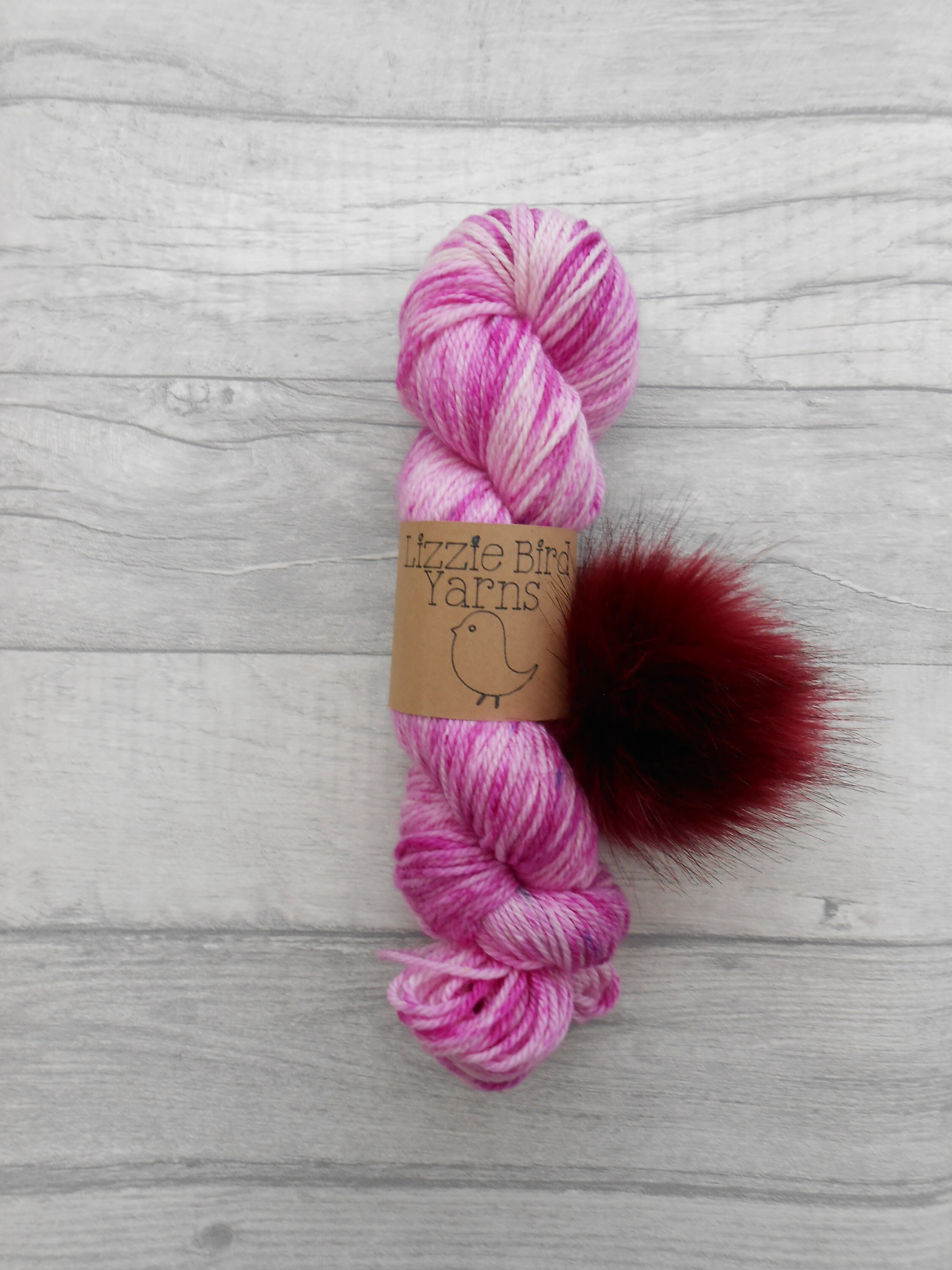 Raspberry Ripple Hat Set With Faux Fur Pompom 100g Hand Dyed - Etsy