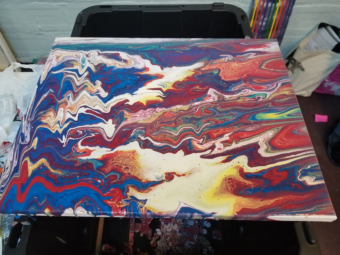 Primary Color Flow Art 16x20 - Etsy