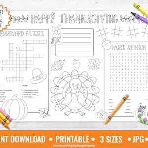 Thanksgiving Game Bundle Printable, Bingo, Scavenger Hunt, Crossword ...