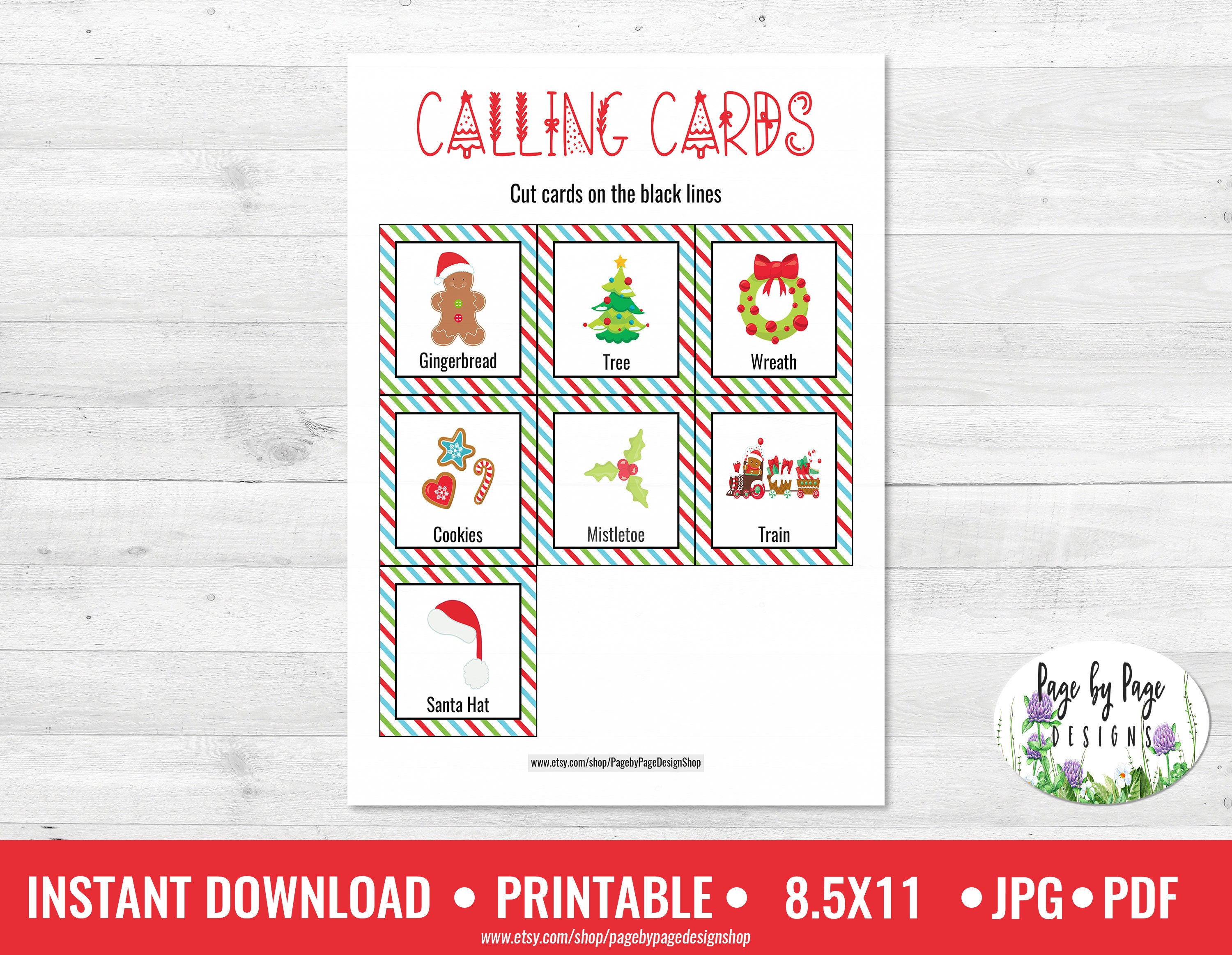 Christmas Bingo Game Printable Letter Size INSTANT DOWNLOAD - Etsy