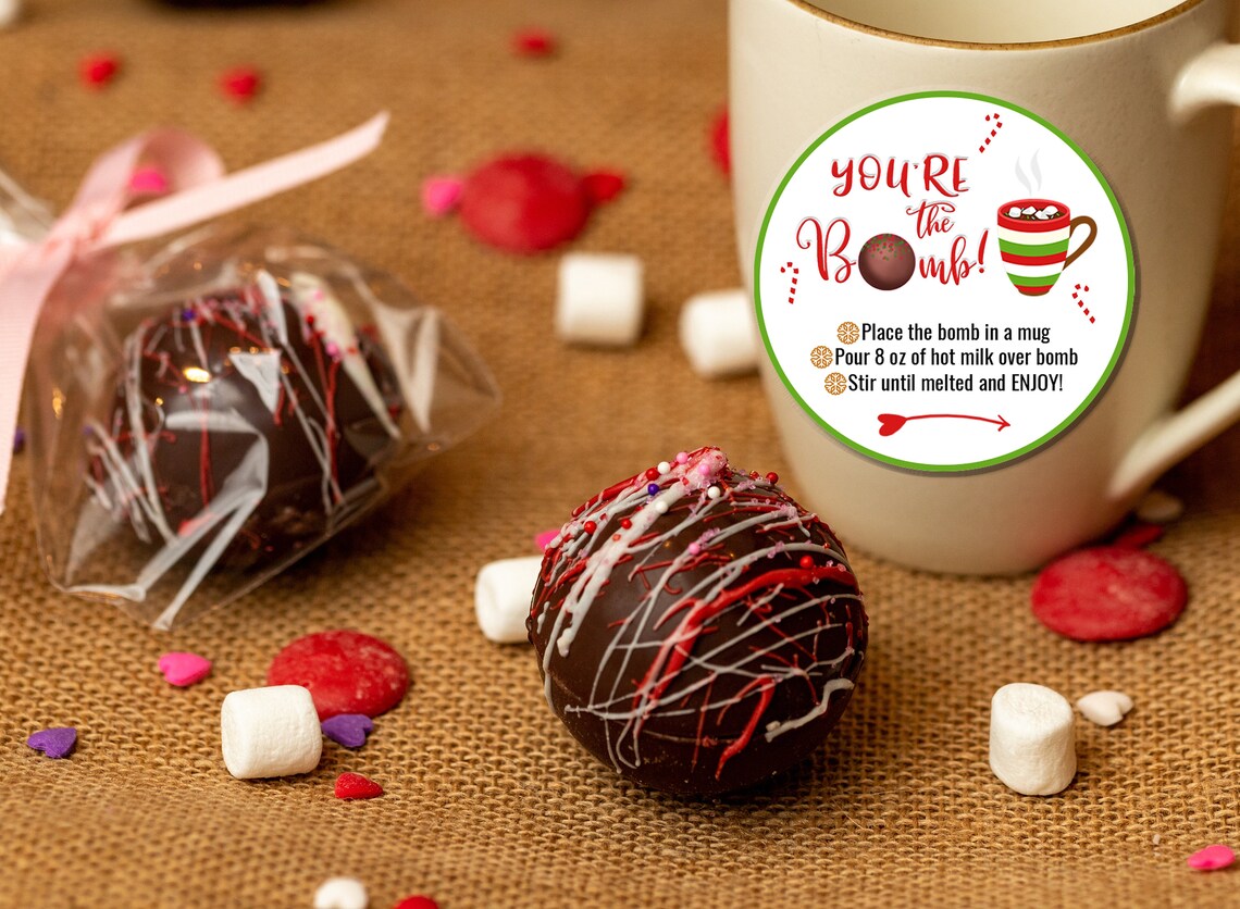 Hot Chocolate Bomb Printable Gift Tag Label Christmas Gift Tag Hot ...