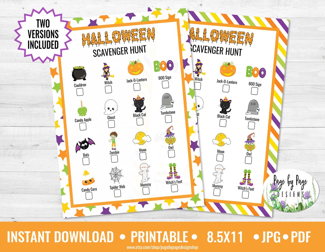 Halloween Scavenger Hunt Printable INSTANT DOWNLOAD-HAL001 - Etsy