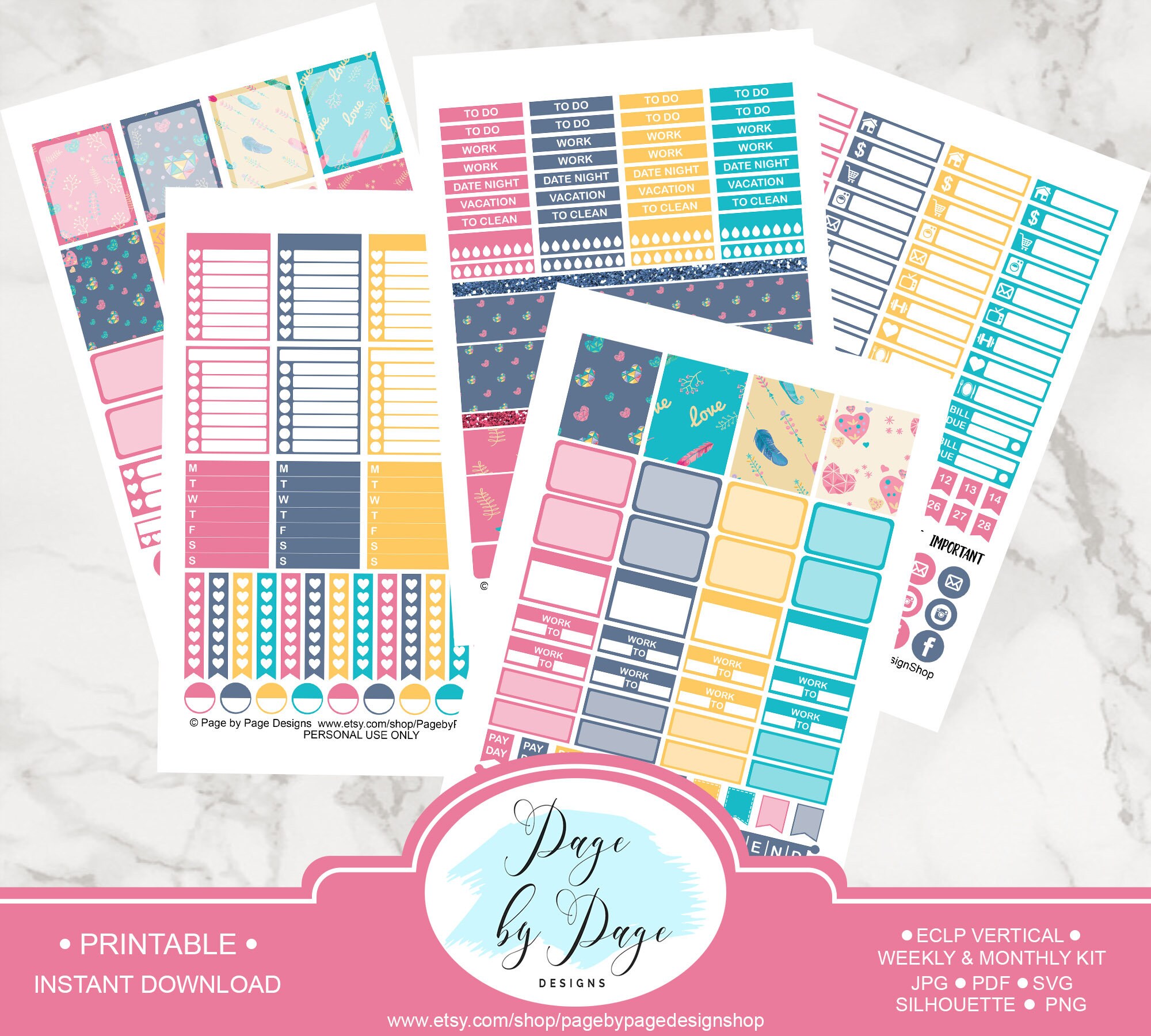 Calendars & Planners Paper Spring Sticker Kit Erin Condren Vertical LP ...
