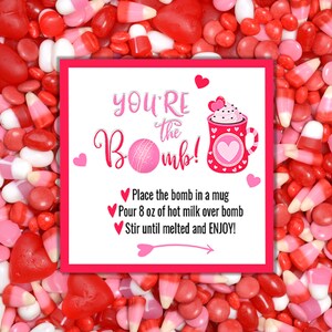 Hot Chocolate Bomb Printable Gift Tag Label Valentine's Day Gift Tag ...