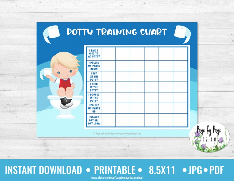 Boys Potty Training Chart Printable Letter Size-instant DOWNLOAD - Etsy
